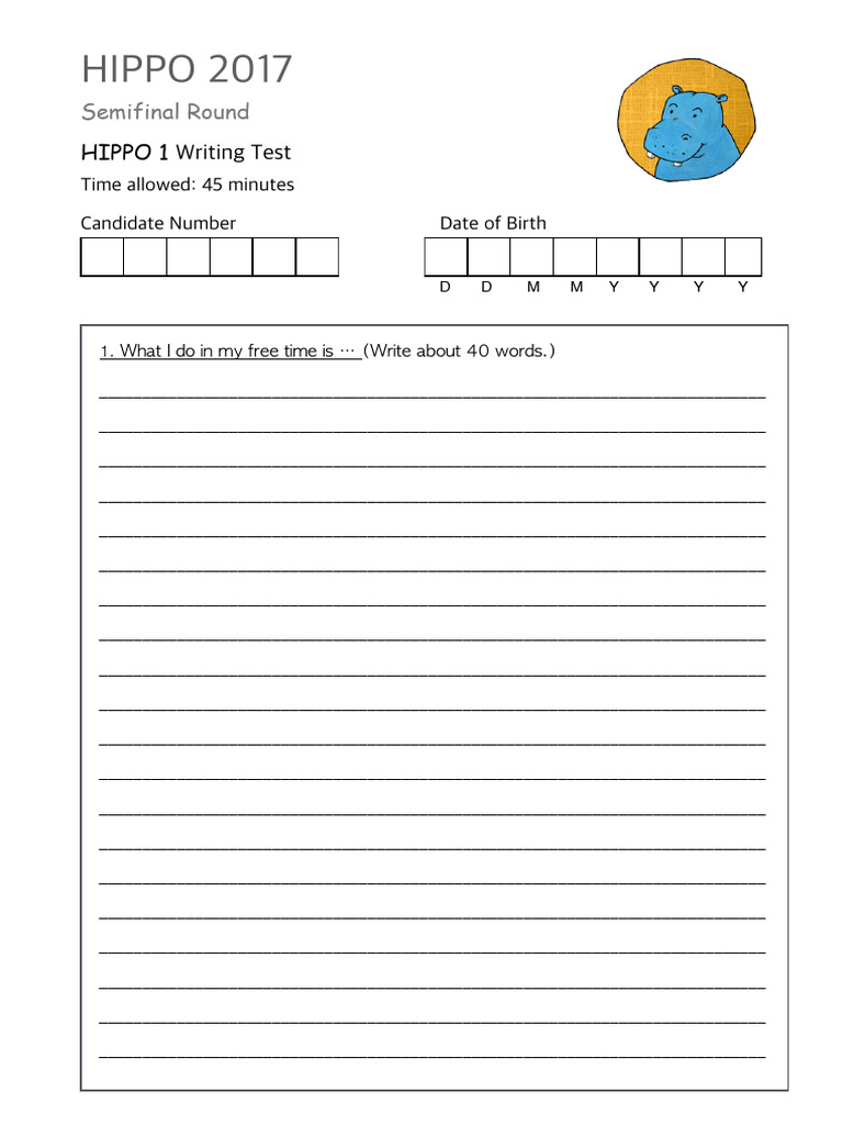 Hippo 1 Writing 2017 | PDF