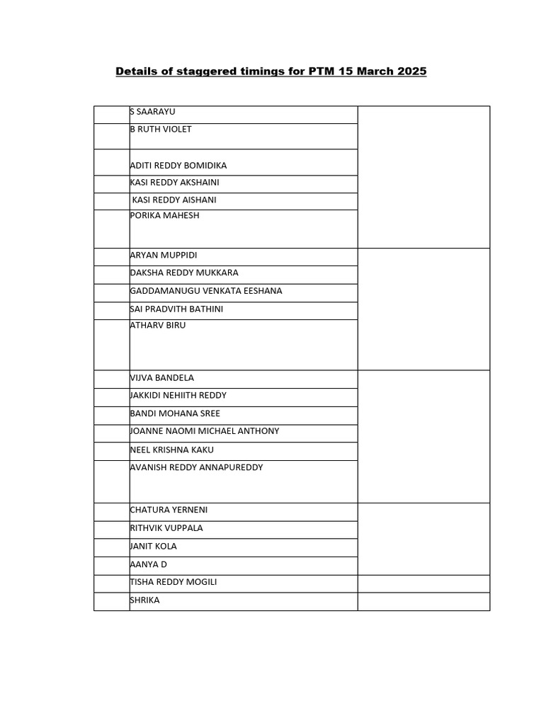 Mock 1 PTM Schedule | PDF
