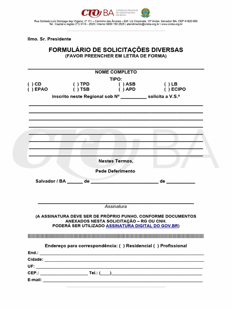 FORMULARIO_REQUERIMENTO_DIVERSOS-1 | PDF