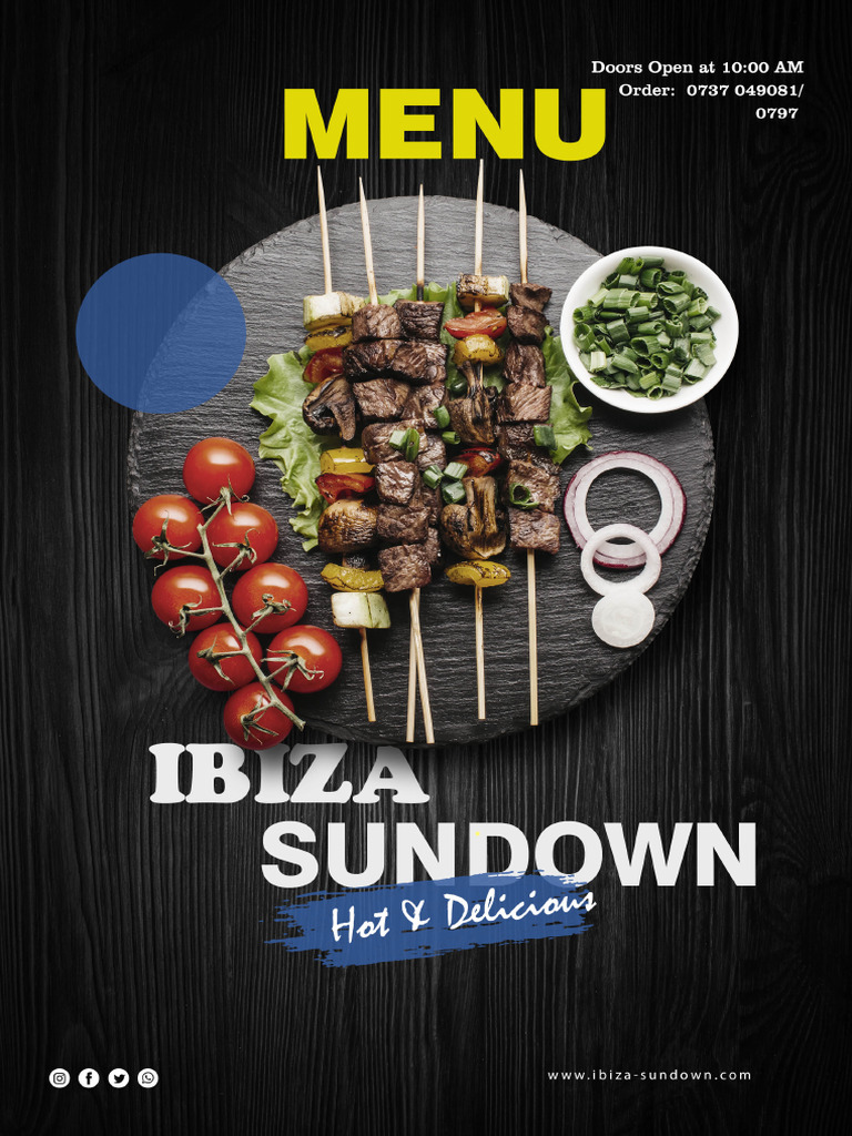 Ibiza Menu Front & Back | PDF