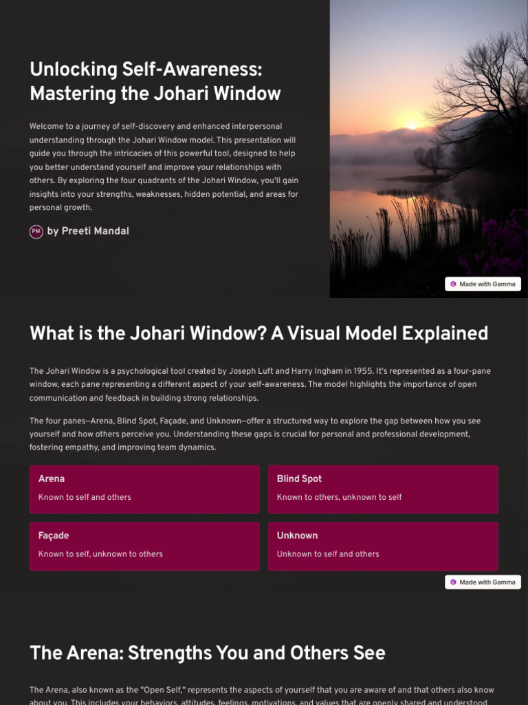 Unlocking Self Awareness Mastering The Johari Window | PDF | Self ...