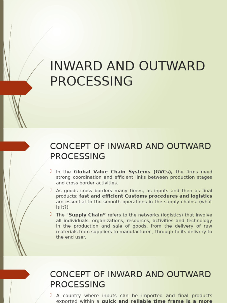 L8-Inward and Outward Processing-Final | PDF | Customs | Supply Chain