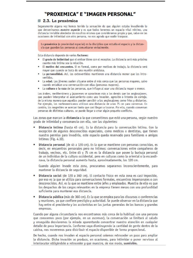 Proxemica e Imagen Personal | PDF