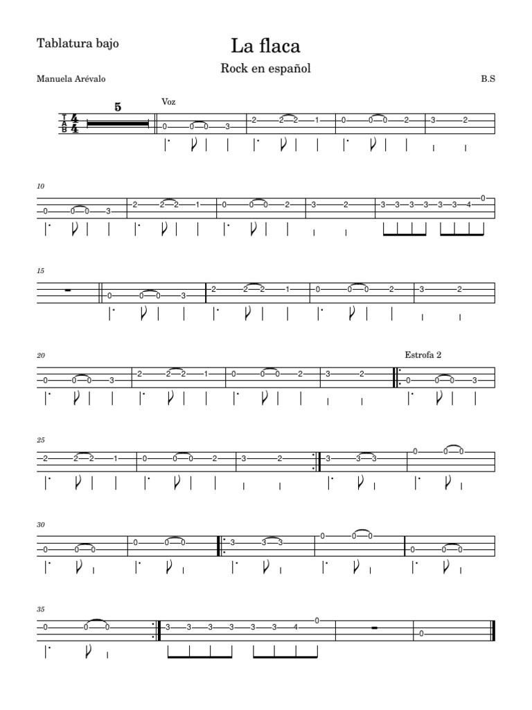 Acordes de "La Flaca" para Bajo | PDF