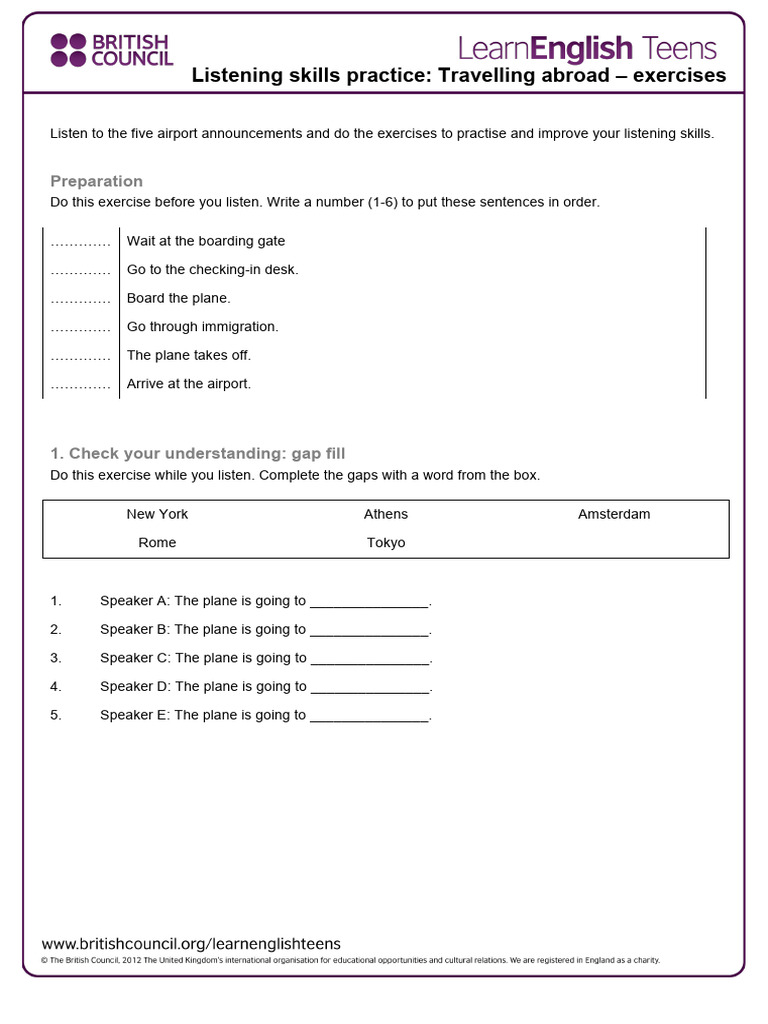 Travelling Abroad - Exercises 4 2 | PDF