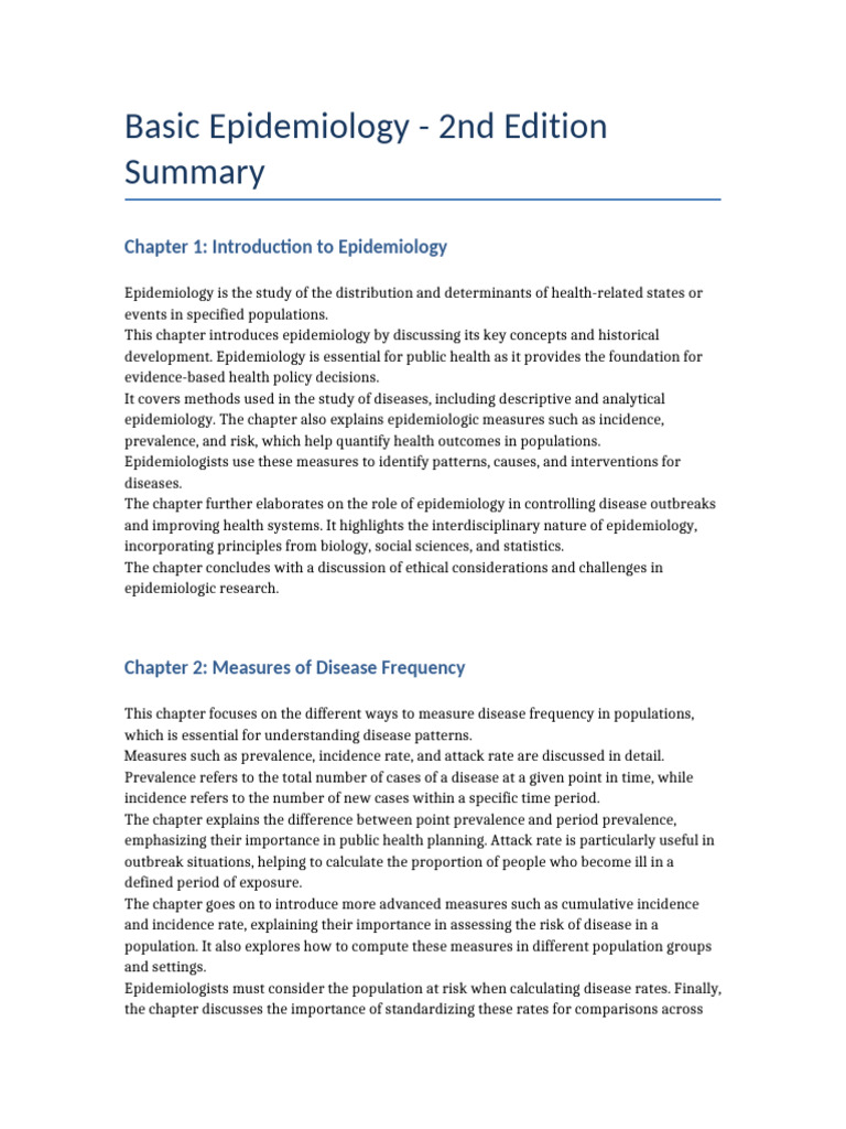 Essential Concepts in Epidemiology | PDF | Epidemiology | Cohort Study