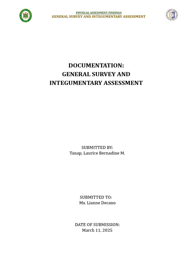 GENERAL SURVEY - DOCUMENTATION Template-1 | PDF | Nail (Anatomy) | Hair