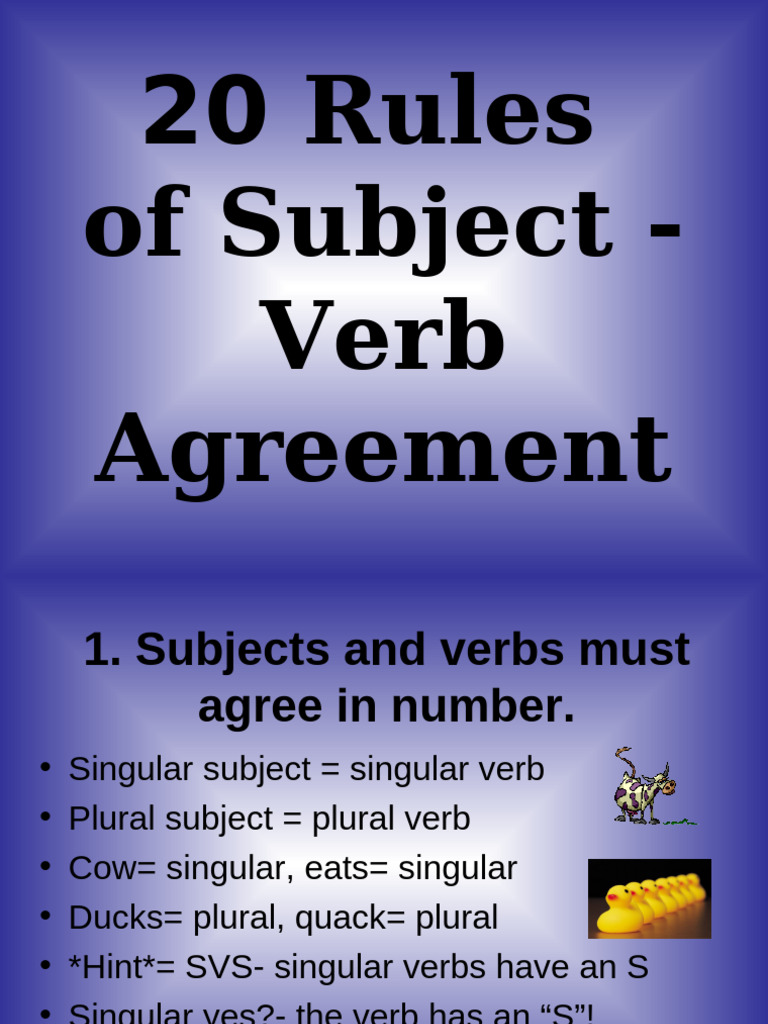 Subject Verb Agreement 1 | PDF | Verb | Subject (Grammar)