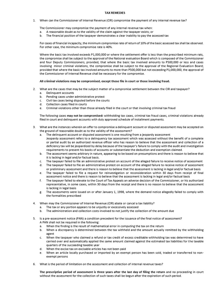 Tax Remedies 2020 1 | PDF | Tax Refund | Internal Revenue Service