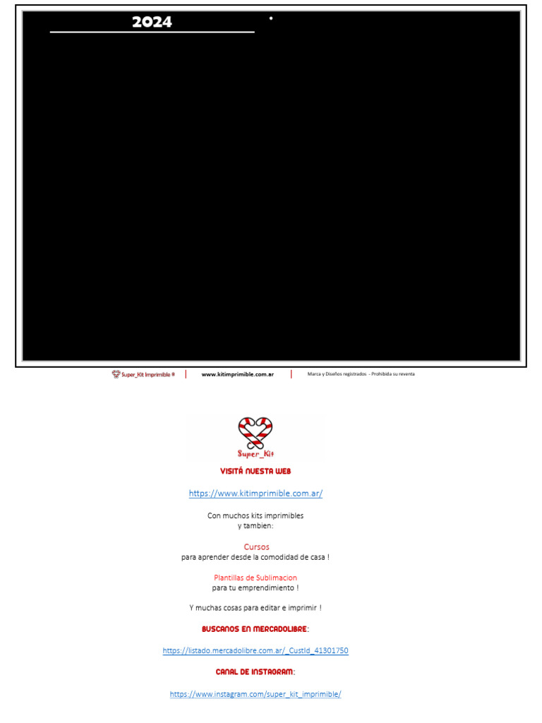 Almanaque 2024 - Horizontal A4 - Modelo 2 - Letra Blanca | PDF