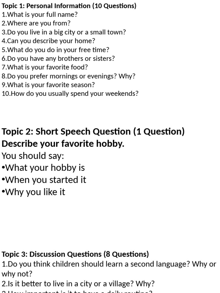 Personal Info and Discussion Questions | PDF