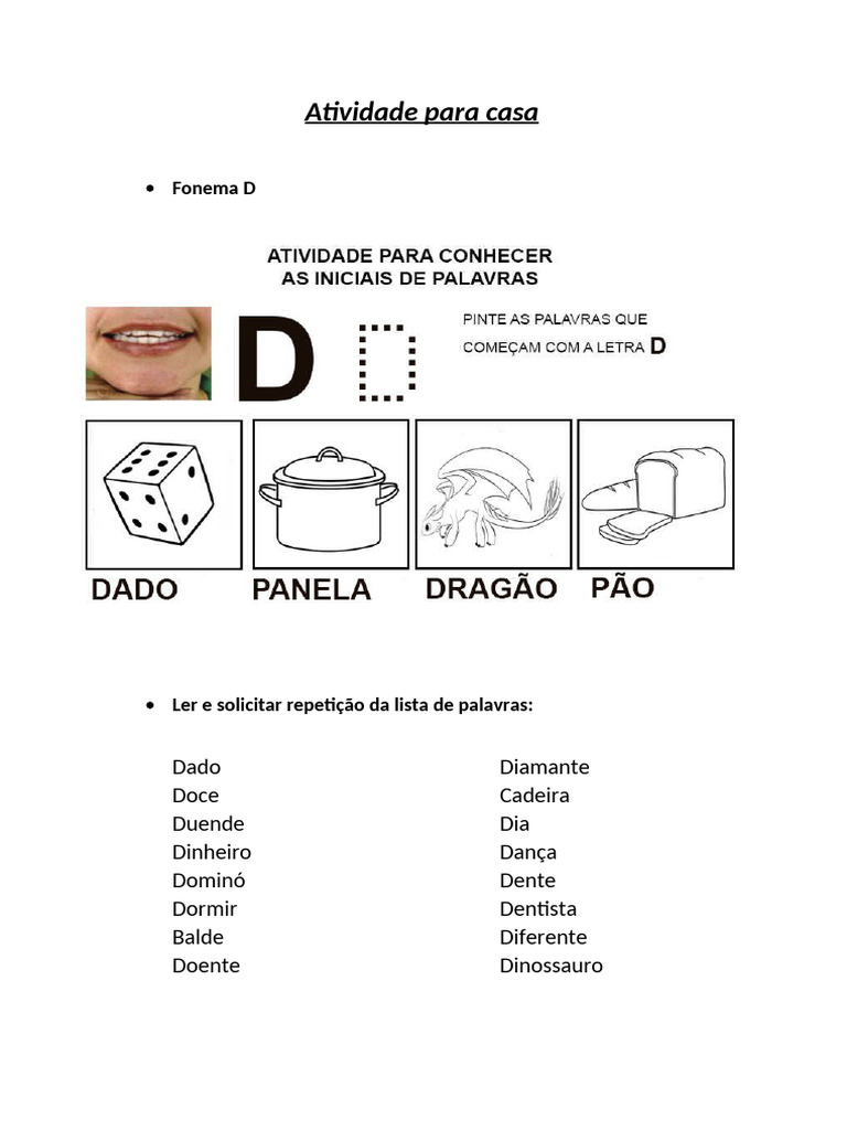 Atividade Fonema d | PDF