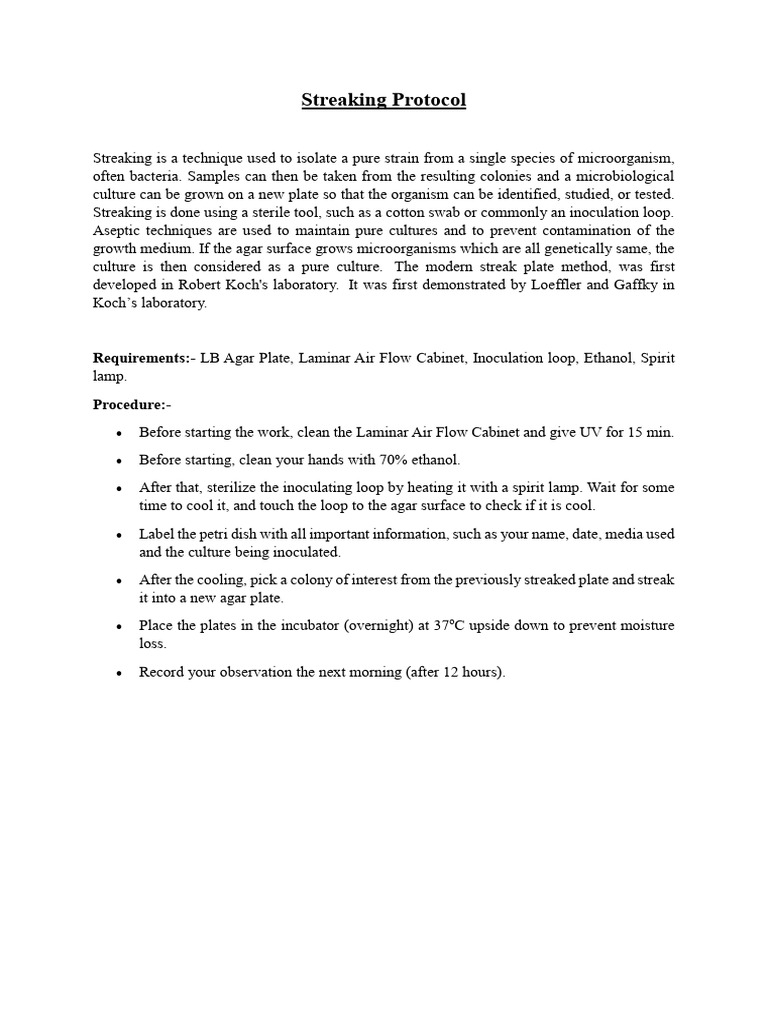 Streaking Protocol LS1102 | PDF