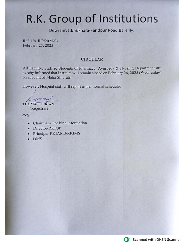 Holiday Maha Shivratri On Feb. 26th, 2025 | PDF