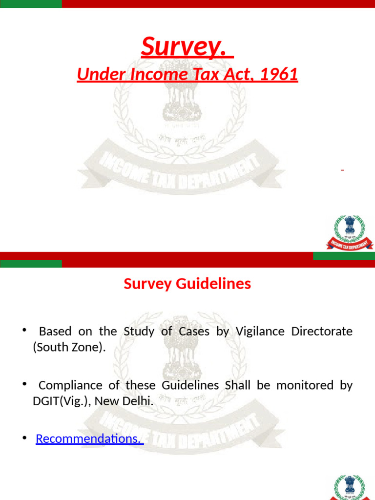 Income Tax Survey Guidelines and Powers | PDF | Taxes | Government Finances