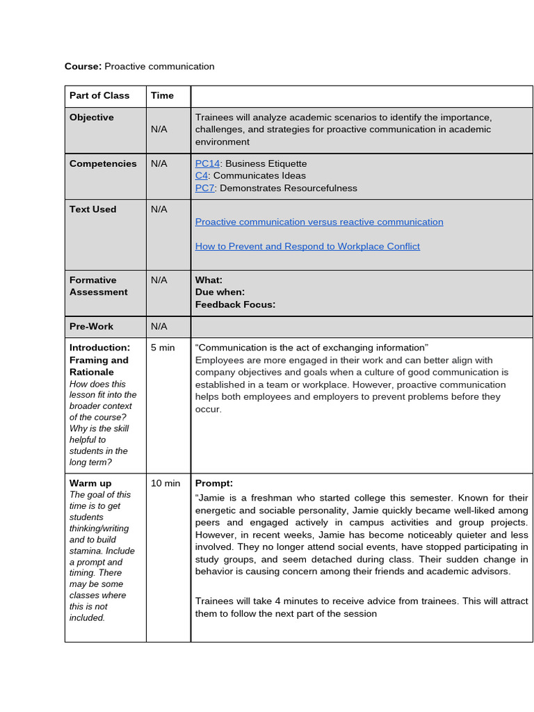 Proactive Communication in Academia | PDF | Communication | Social ...