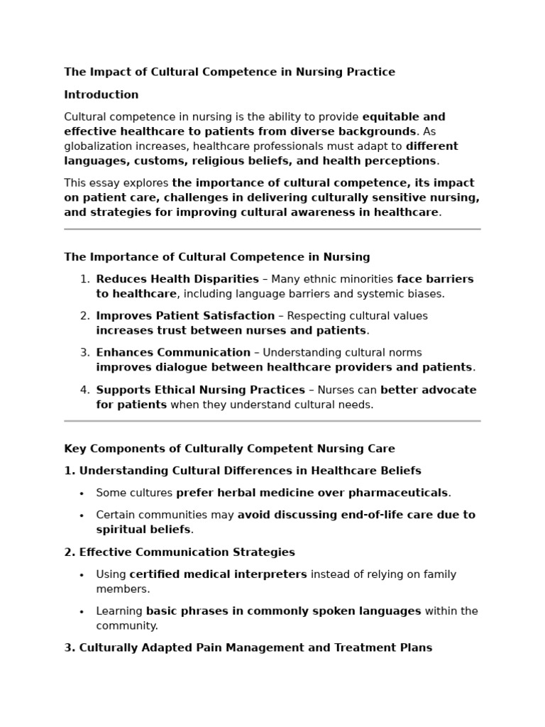 The Impact of Cultural Competence in Nursing Practice | PDF | Health ...