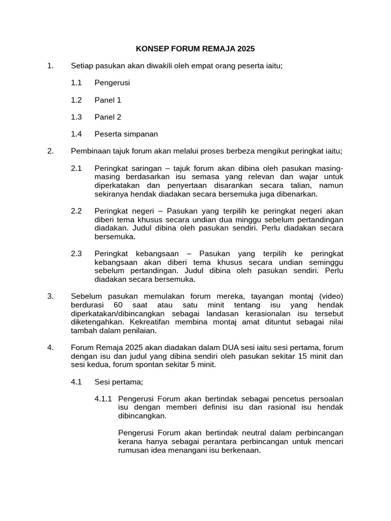 Konsep Forum Remaja 2025 | PDF