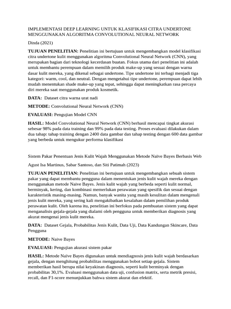 Implementasi Deep Learning Untuk Klasifikasi Citra Undertone ...
