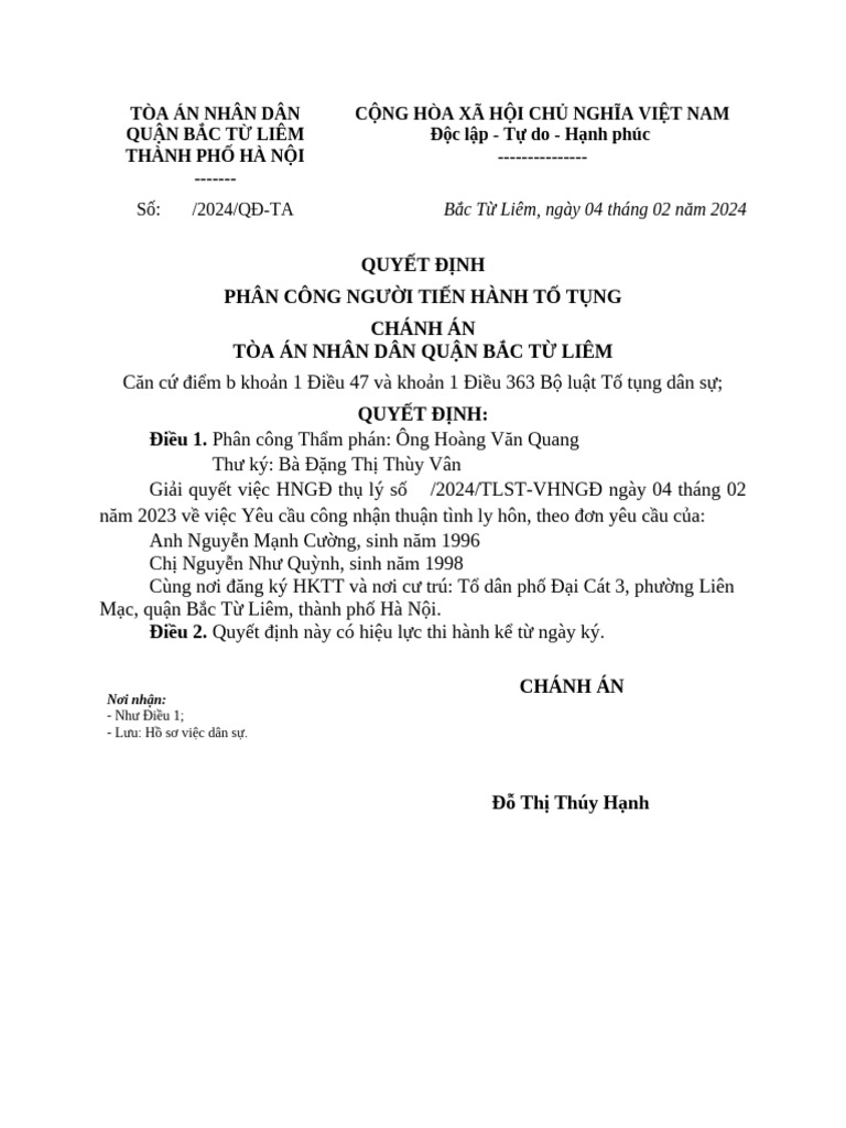 Phân Công TP - VDS | PDF