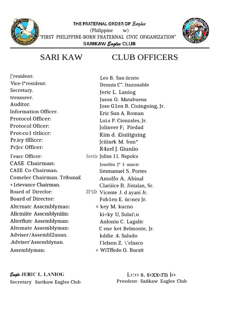 Sarikaw Eagles Club Officers List | PDF