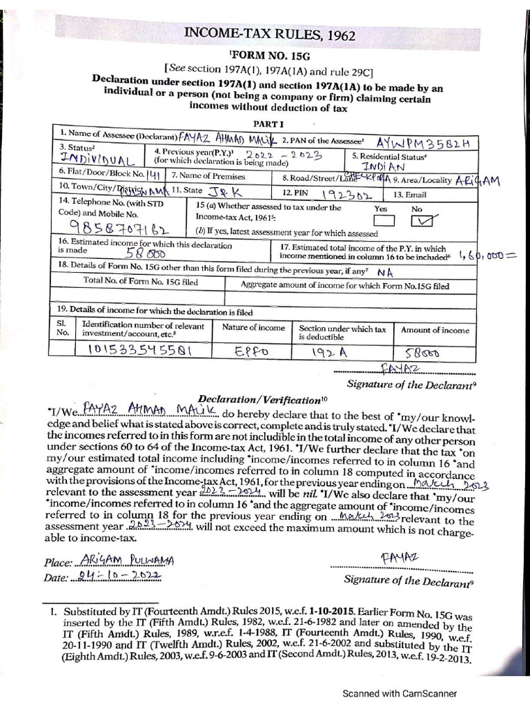 Form 15G PF_compressed | PDF