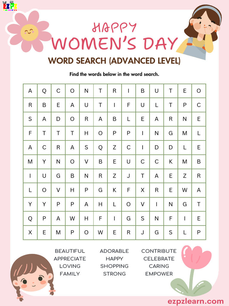 Women's Day Word Search Puzzle | PDF