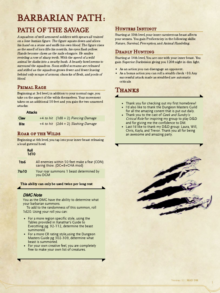 Path of the Savage: Barbarian Guide | PDF