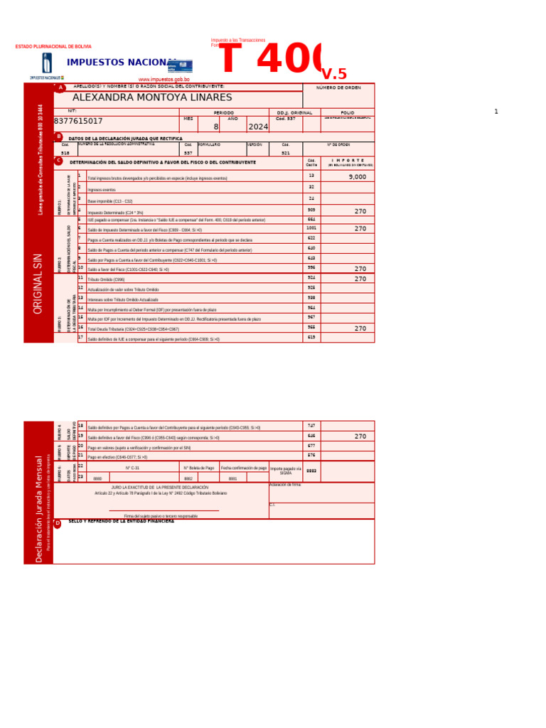 formulario 400 | PDF | Impuestos