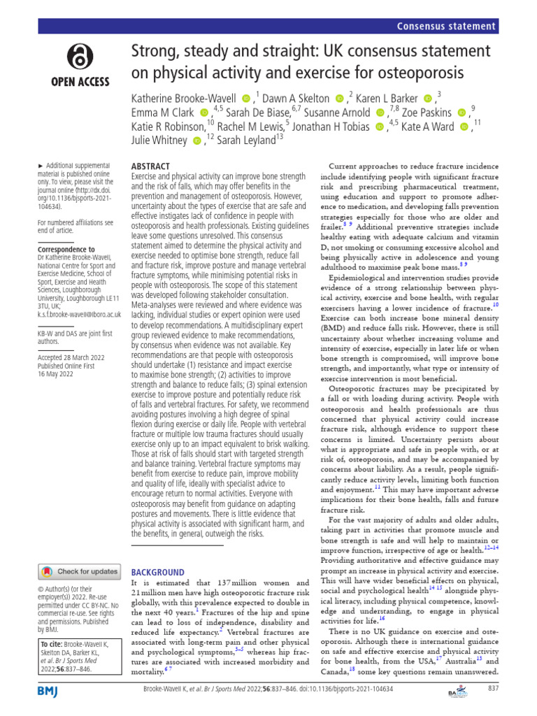 UK Consensus on Exercise for Osteoporosis | PDF | Osteoporosis ...