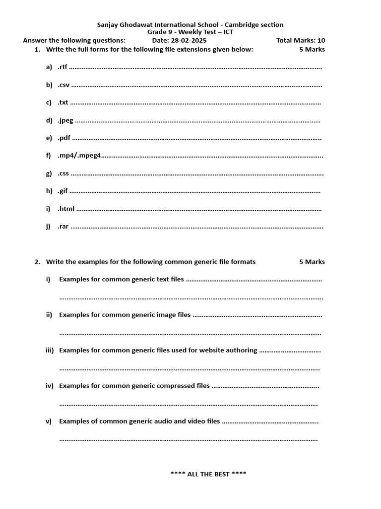 GRADE 9 ICT Weekly Test at 28 - 02 - 2025 | PDF