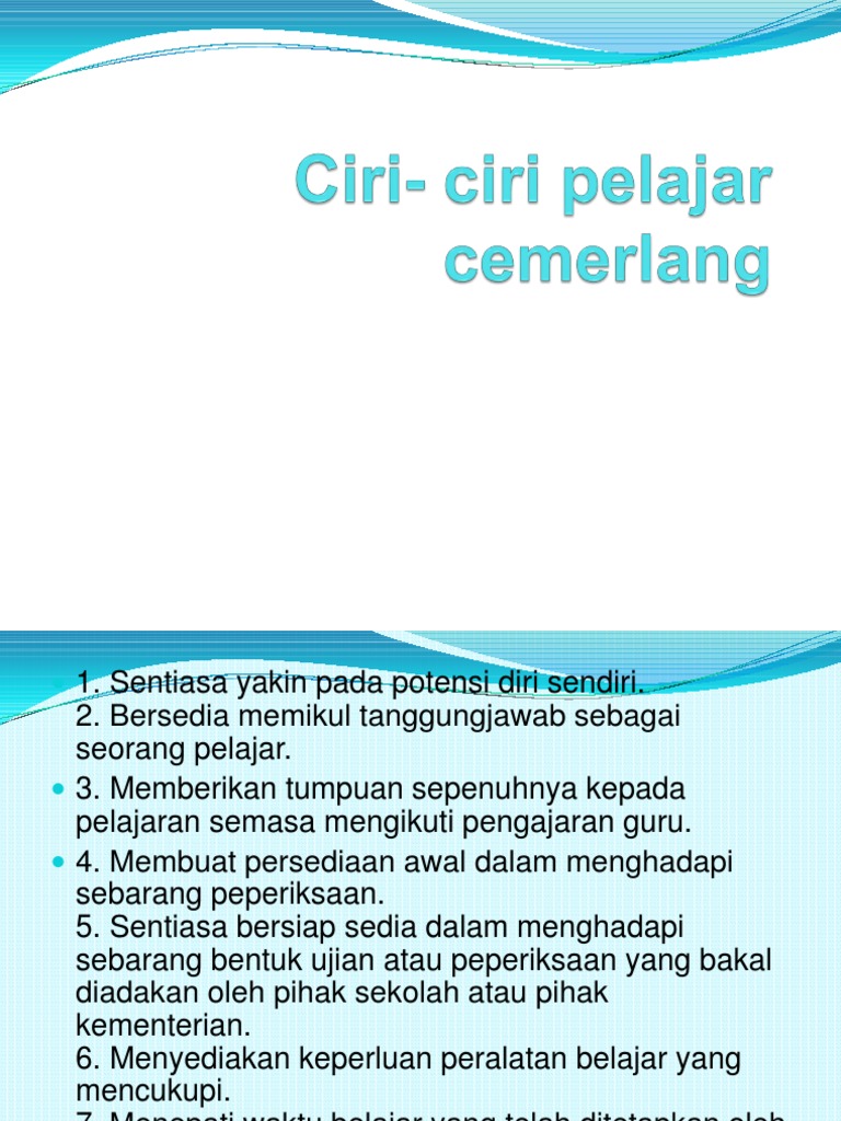Ciri - Ciri Pelajar Cemerlang | PDF
