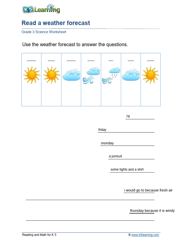 Grade 3 Weather Forecast A | PDF