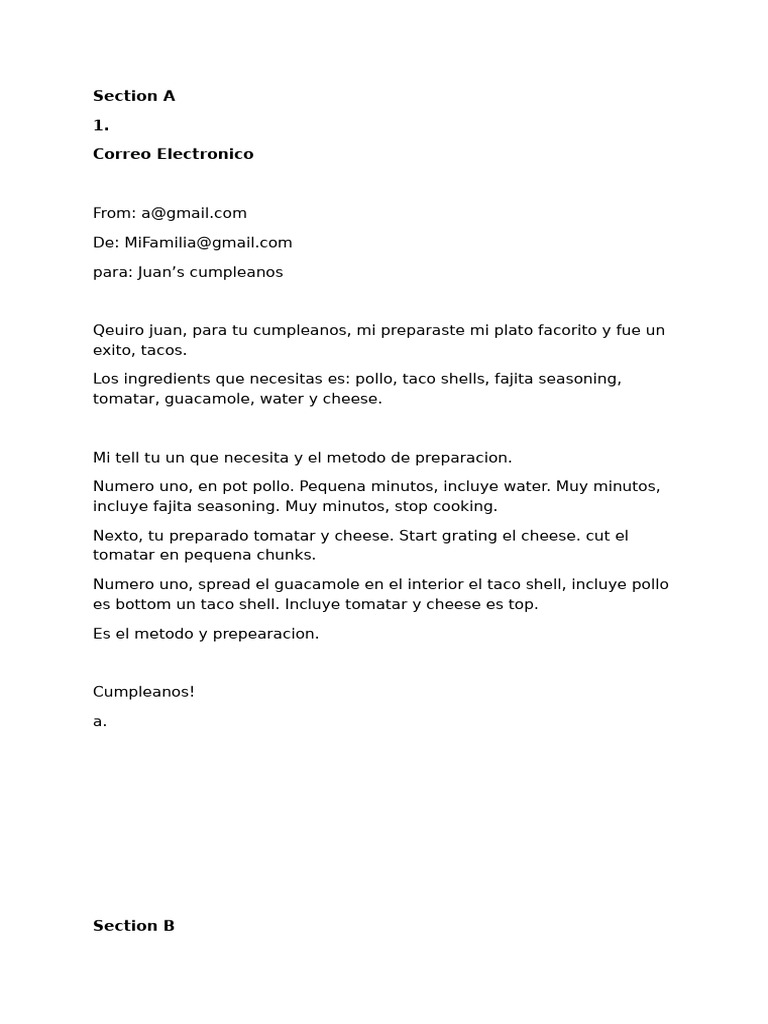 Spanish Paper 1 Writing | PDF