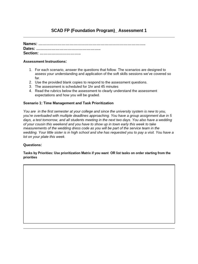 Session 11 - Assessment 2 - SCAD FP (Foundation Program) | PDF | Goal ...