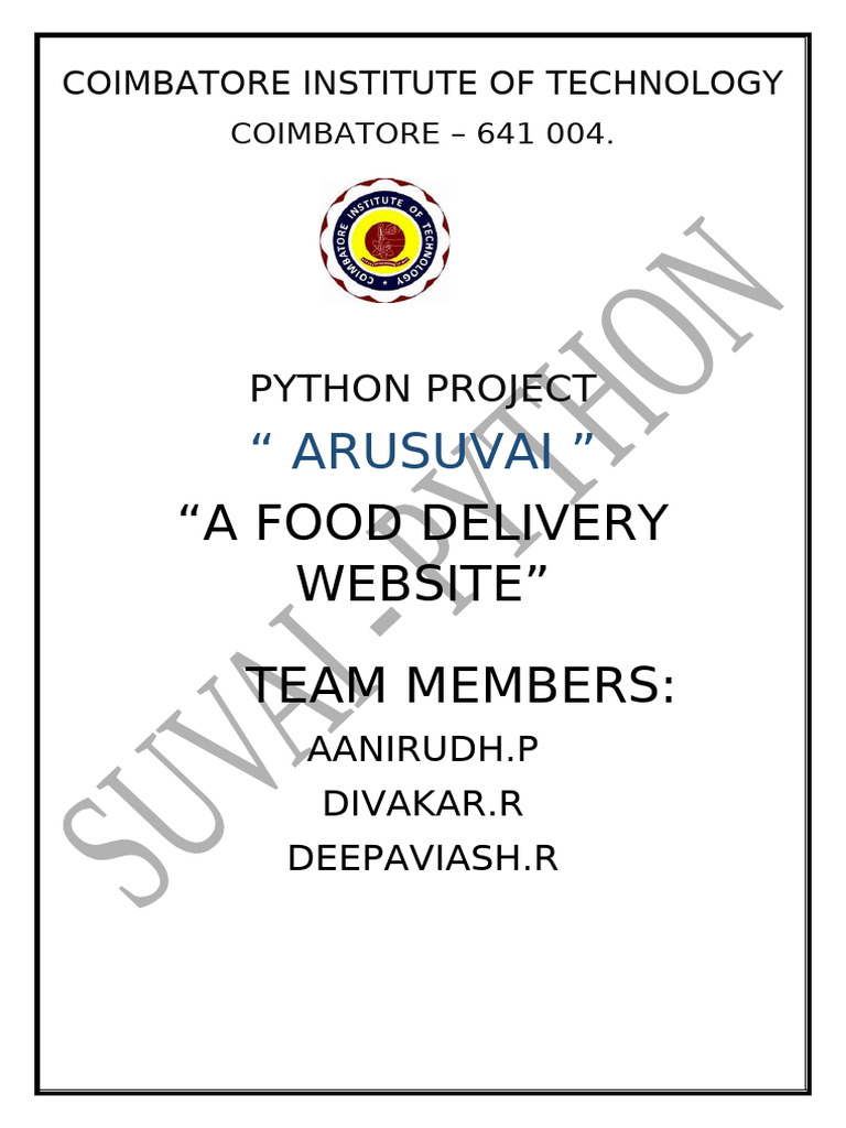 COIMBATORE INSTITUTE OF TECHNOLOGY-python Project | PDF | Databases | My Sql