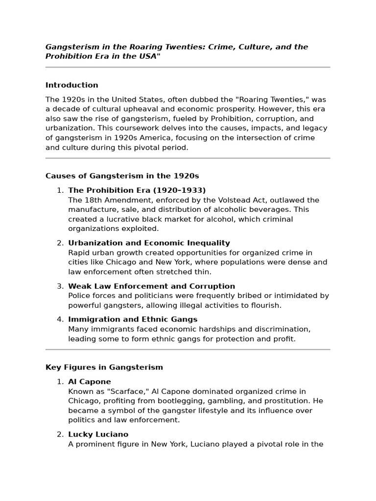 Gangsterism in 1920s America | PDF | Gang | Organized Crime