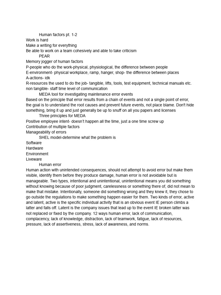 Human Factors pt.1 Ground Ops | PDF