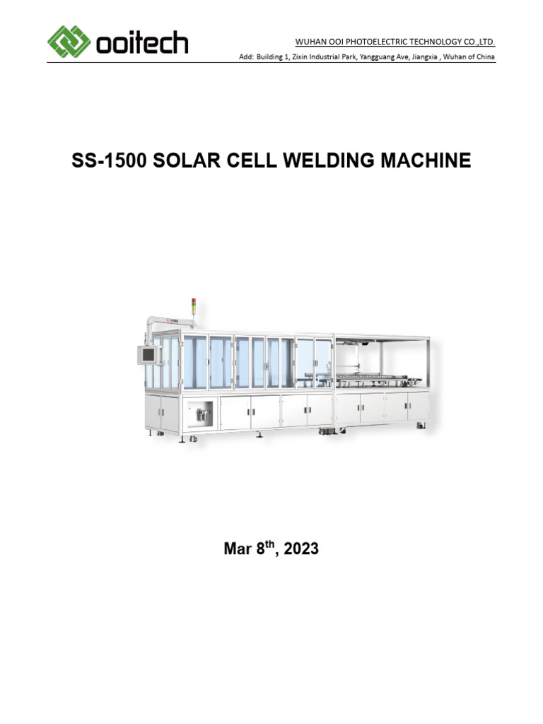 SS-1500 Solar Cell Welding Machine Guide | PDF | Welding | Construction