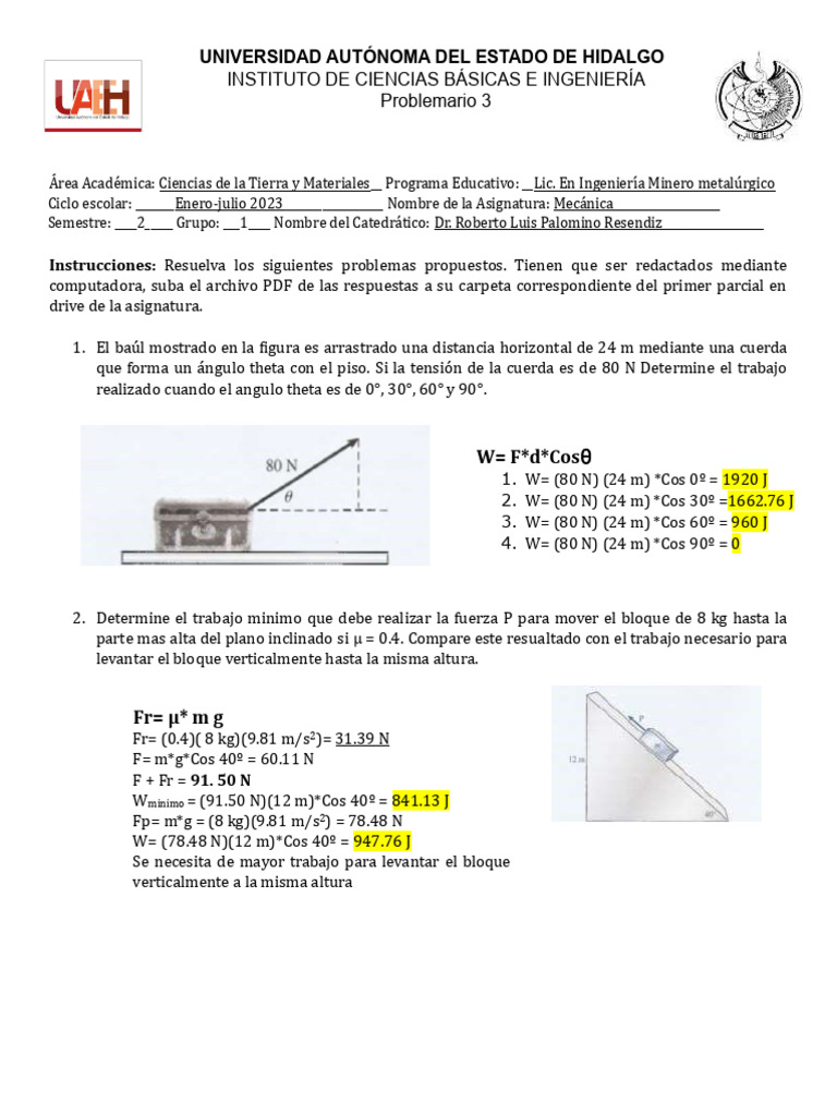 Problemario - Tercer Parcial | PDF