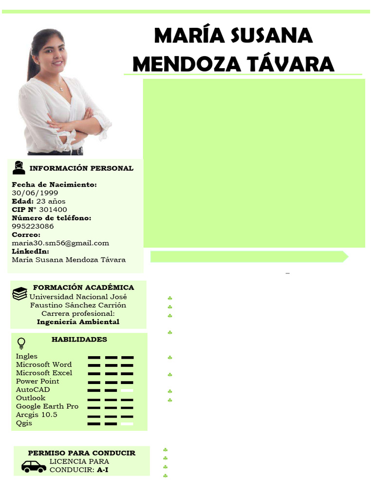 Cv-Mendoza Tavara Maria S. Documentado | PDF | Entorno natural | Ciencias de la Tierra