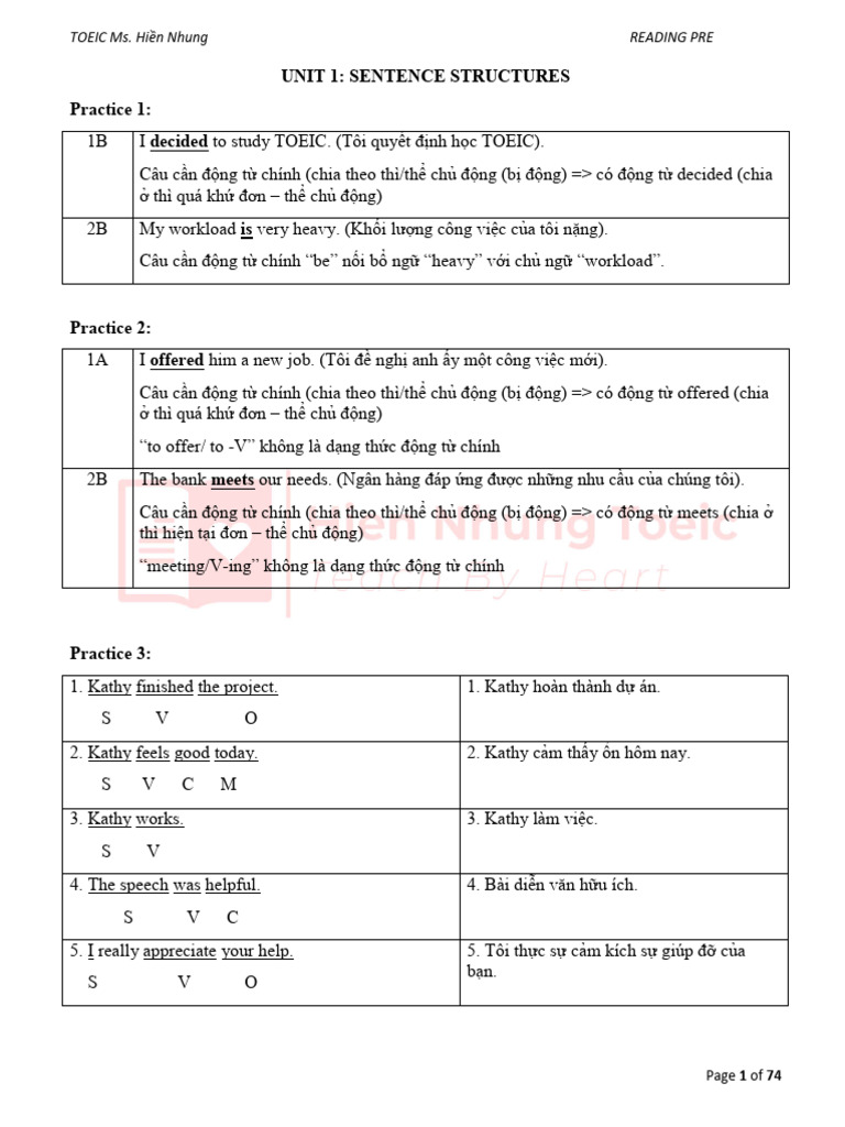 Toeic Pre Reading Unit 1 | PDF