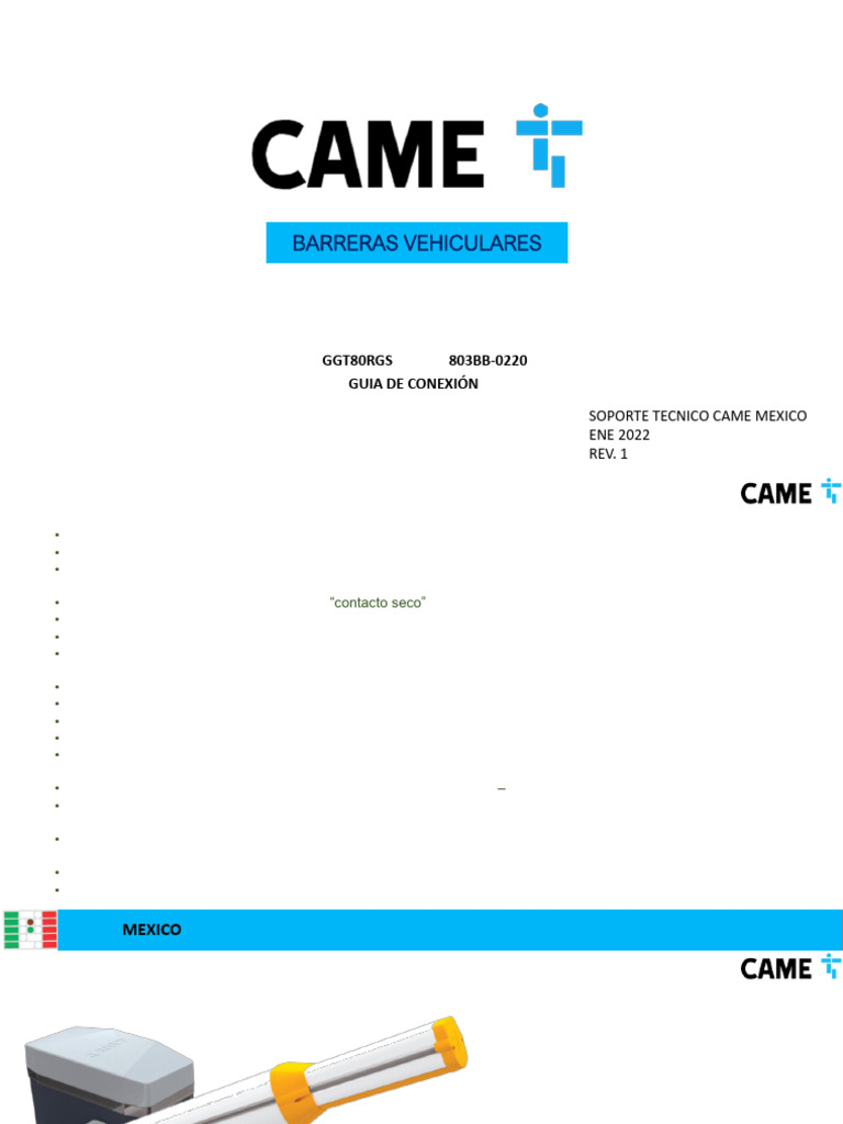 Barreras Vehiculares Automaticas Came Gard GT8 Guia de Conexion | PDF
