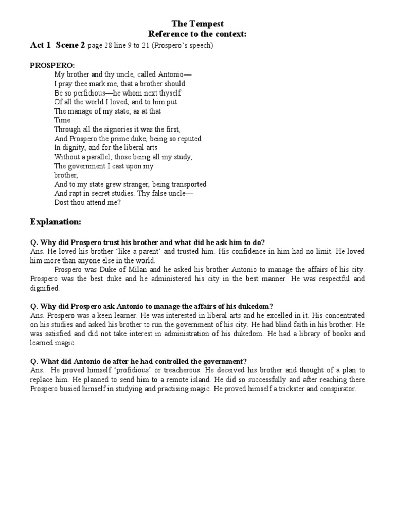 The Tempest References To The Context | PDF | The Tempest