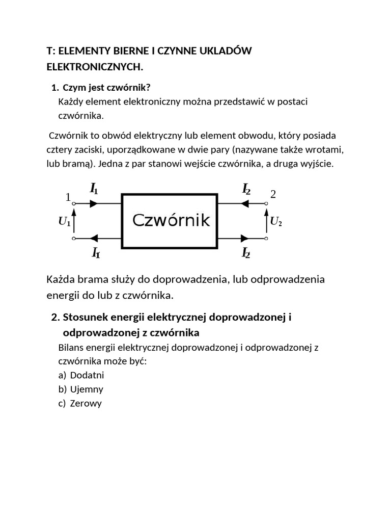 Elementy Bierne I Czynne Układów Elektronicznych | PDF