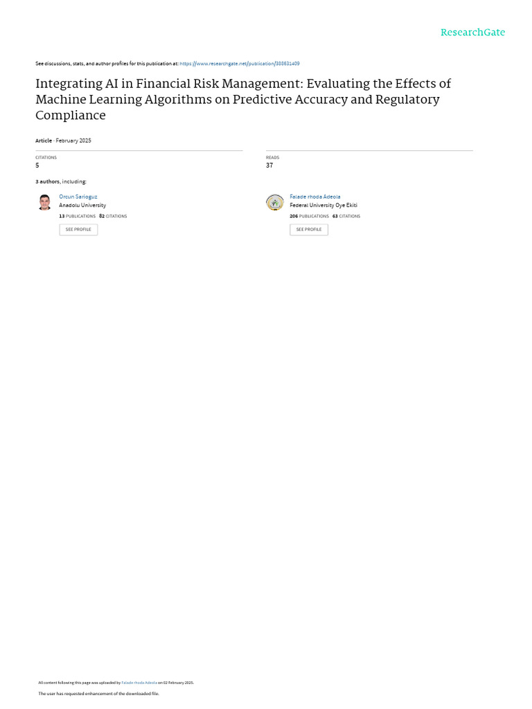 Integrating AIin Financial Ris | PDF | Machine Learning | Risk