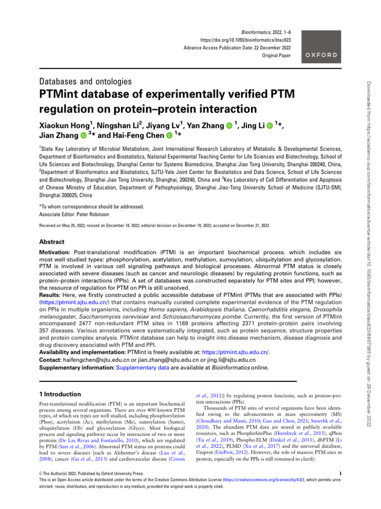 PTMint Database of Experimentally Verified PTM Reg | PDF | Protein ...