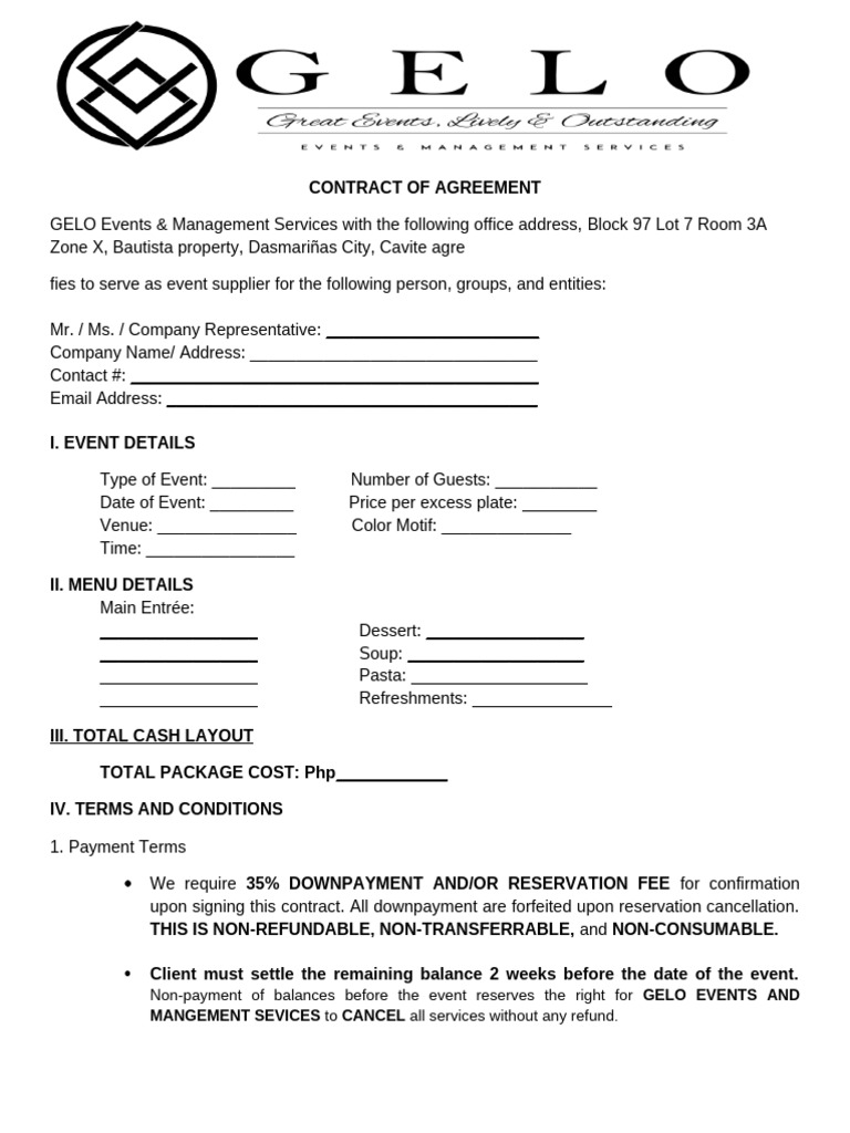 Gelo Events Contract Agreement | PDF | Indemnity