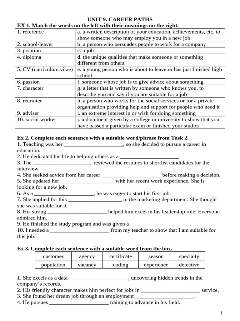 Bài tập anh 12 Global success 4 kỹ năng có đáp án UNIT 9. CAREER PATHS | PDF | Vocational ...