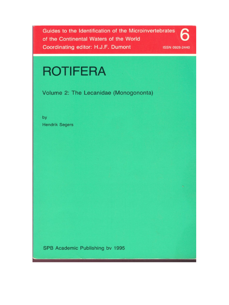 ROTIFERA, Vol. 2 the Lecanidae (Monogononta) 1 | PDF
